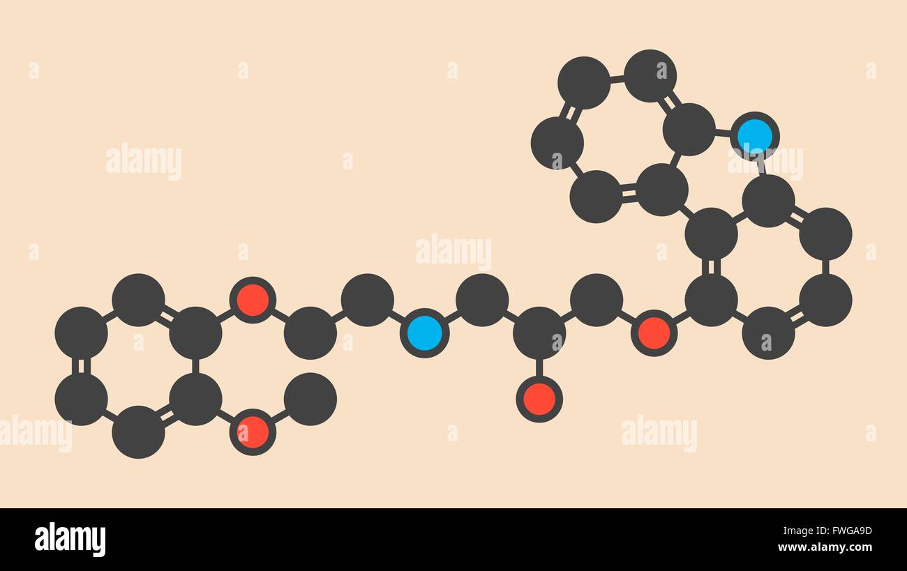 Carvedilol congestive heart failure drug molecule Stylized skeletal ...