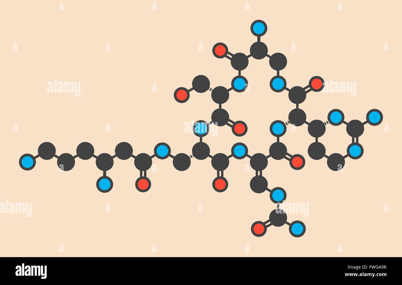 Capreomycin antibiotic drug molecule Stylized skeletal formula ...