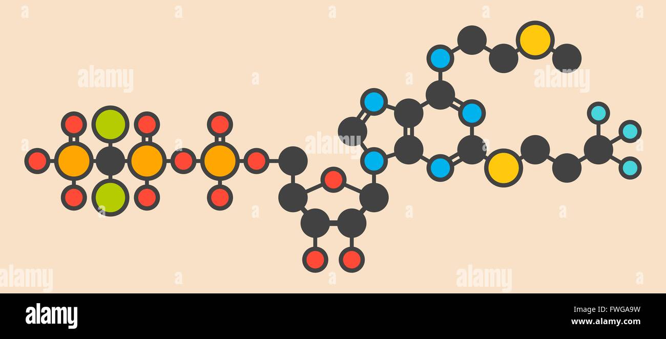 Cangrelor antiplatelet drug molecule Stylized skeletal formula ...