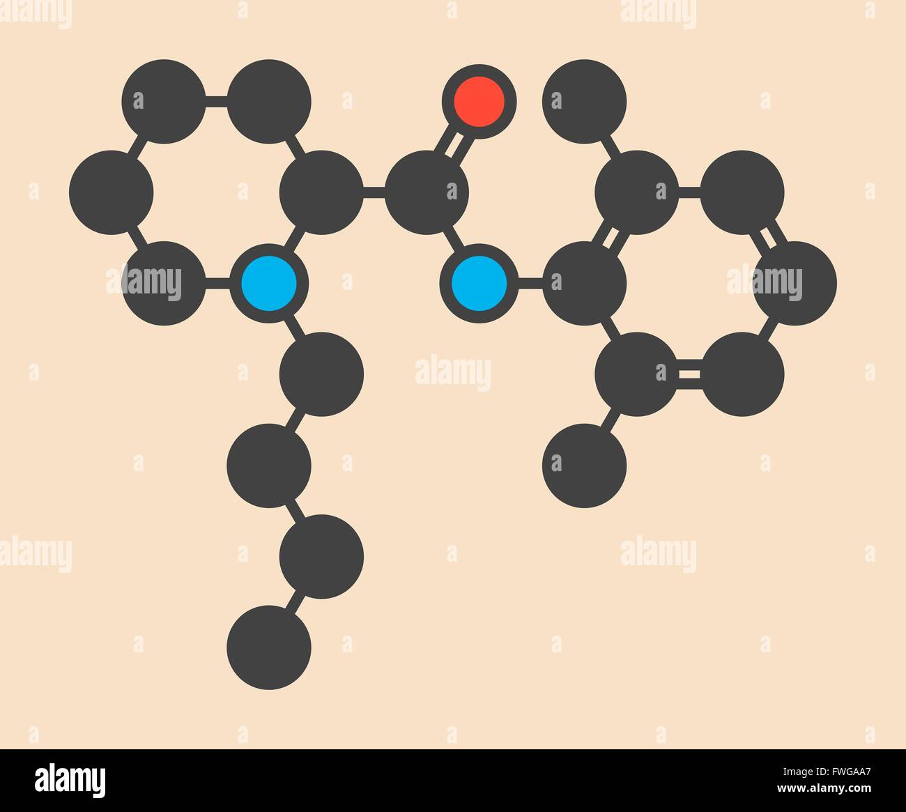 Bupivacaine epidural anesthetic drug molecule (local anesthetic ...