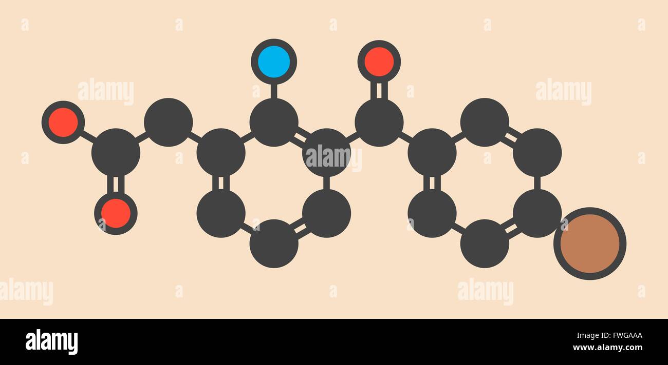 Bromfenac NSAID eye drop drug molecule Stylized skeletal formula ...