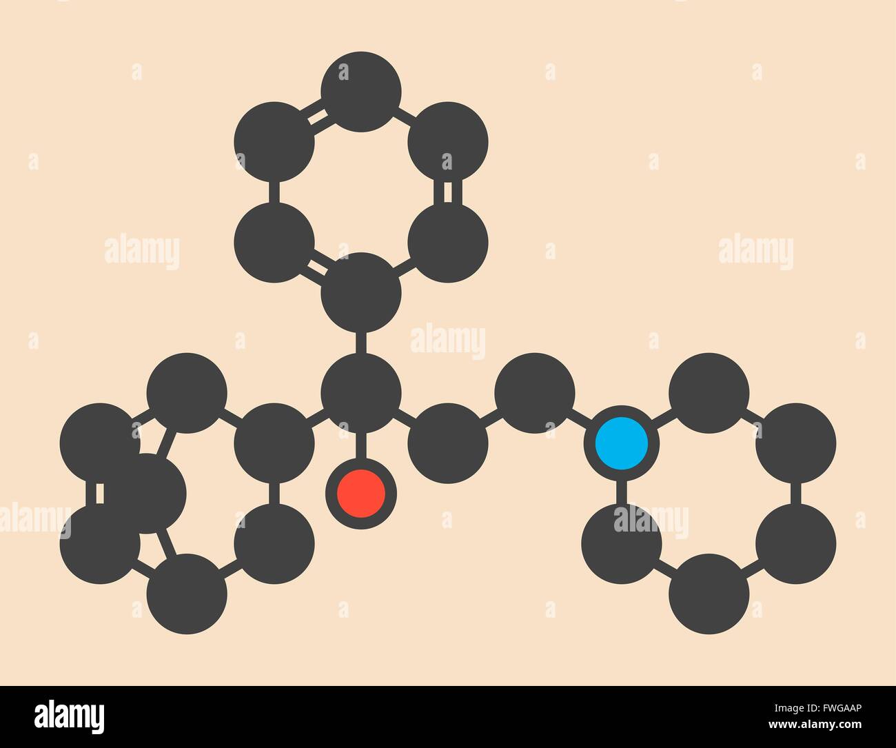 Biperiden Parkinson's disease drug molecule Stylized skeletal formula ...