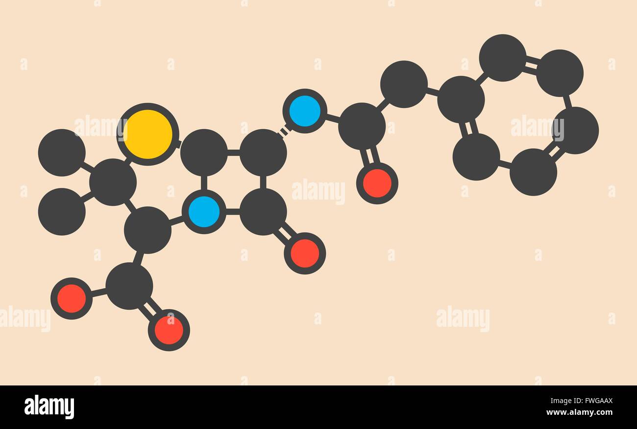 Penicillin G (benzylpenicillin) antibiotic drug molecule Used to treat ...