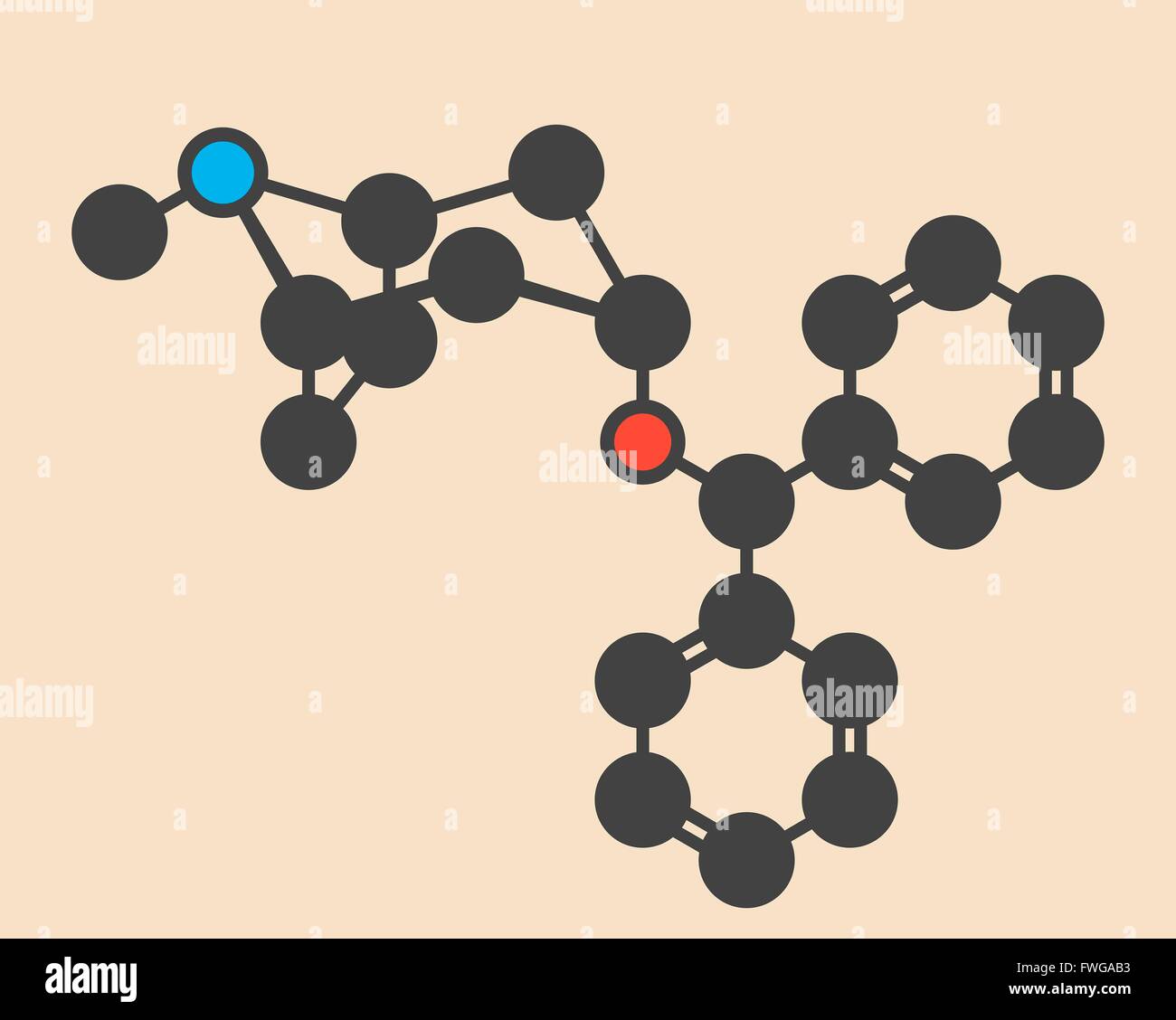 Benzatropine (benztropine) anticholinergic drug molecule Used in ...