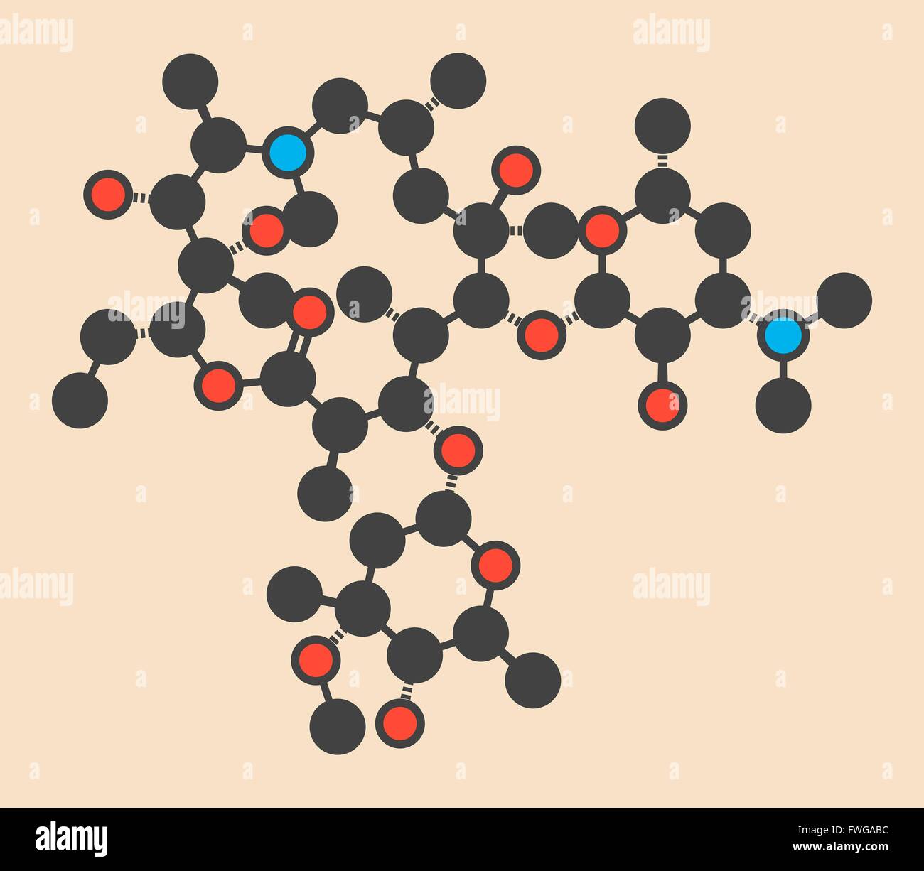 Azithromycin antibiotic drug (macrolide class) molecule Stylized ...