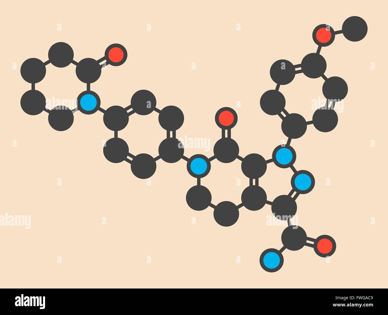 Apixaban anticoagulant drug molecule (direct FXa inhibitor) Stylized ...
