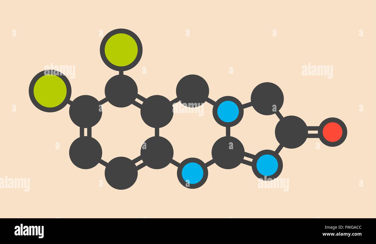 Anagrelide essential thrombocytosis drug molecule Stylized skeletal ...
