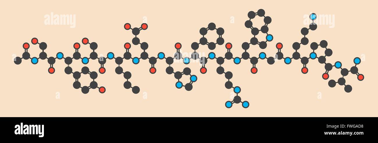 Afamelanotide (melanotan-1) photoprotective drug molecule Stylized ...