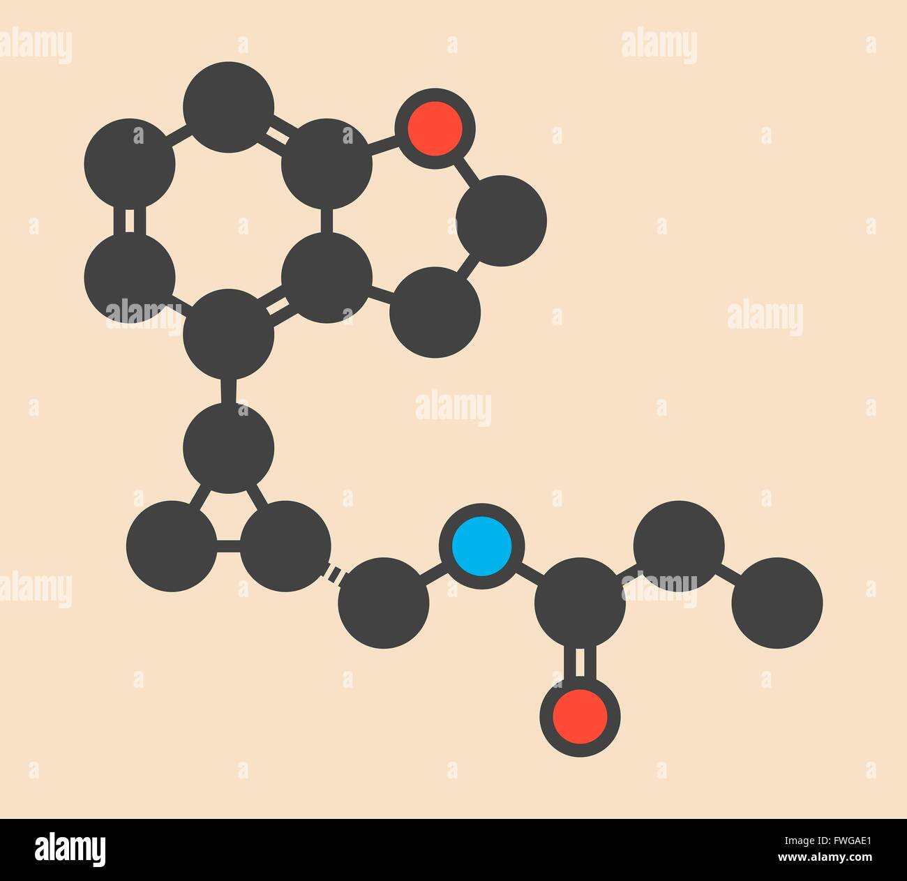 Tasimelteon sleep disorder drug molecule Stylized skeletal formula (chemical structure) Atoms ...