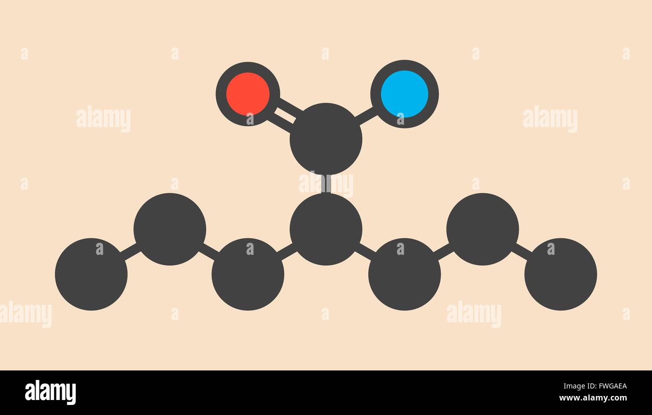Valpromide seizures drug molecule (antiepileptic agent) Stylized ...