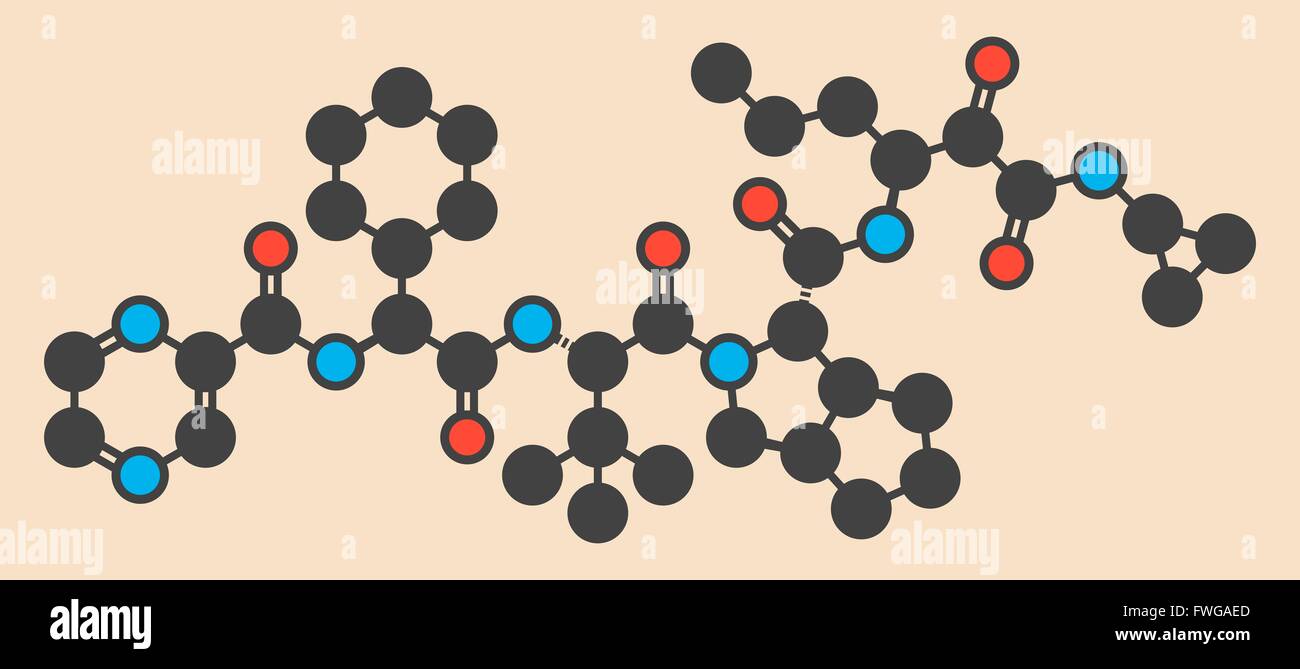 Telaprevir hepatitis C virus drug molecule Stylized skeletal formula ...