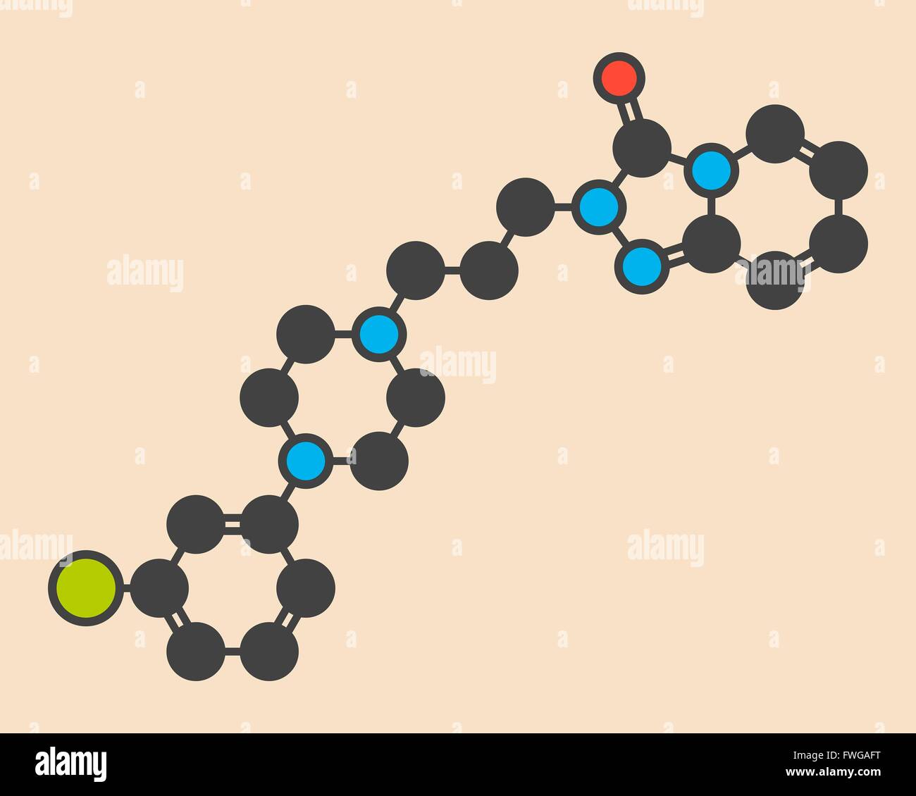 Trazodone antidepressant hypnotic and anxiolytic drug molecule Stylized ...