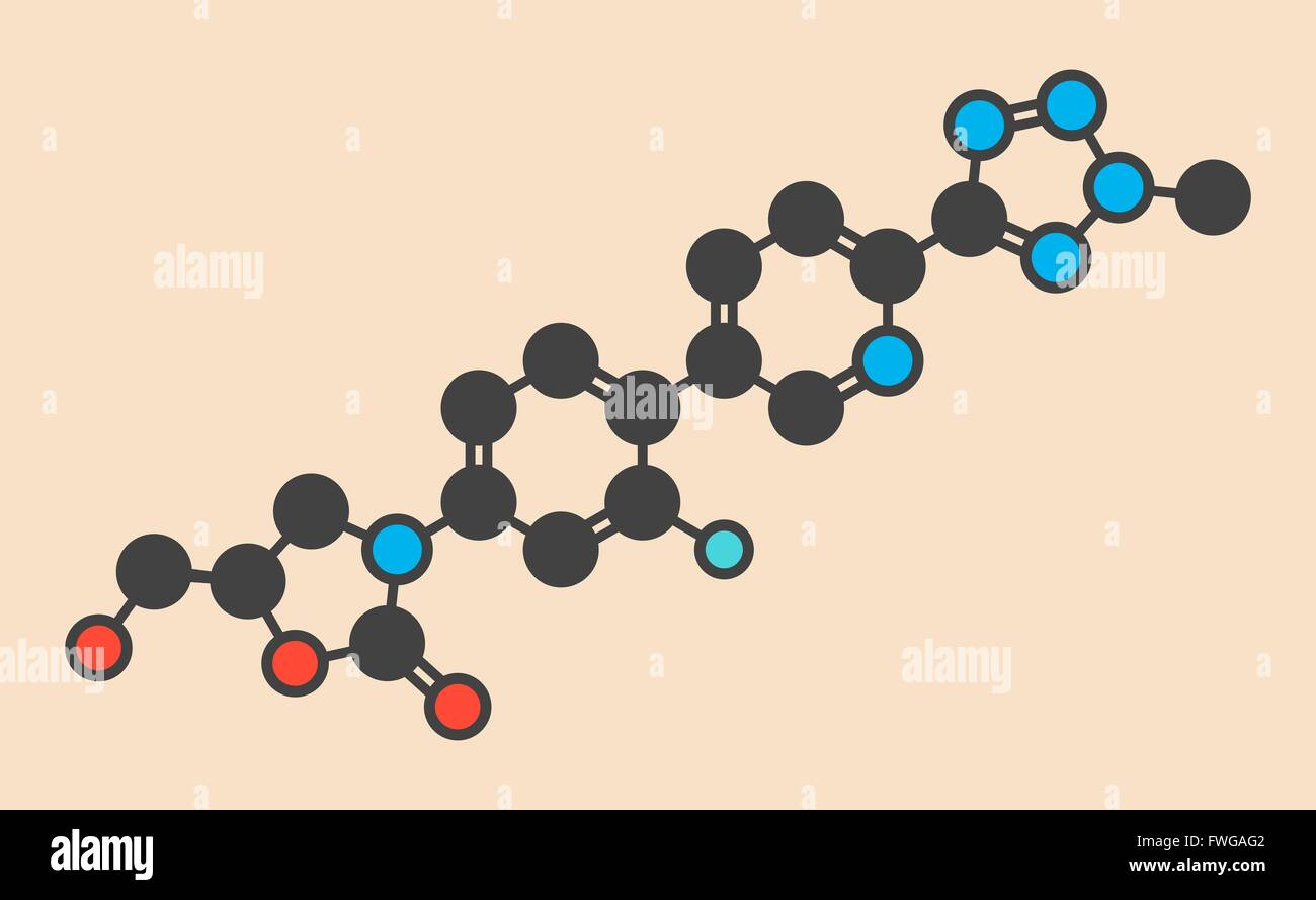 Tedizolid antibacterial drug molecule Stylized skeletal formula ...