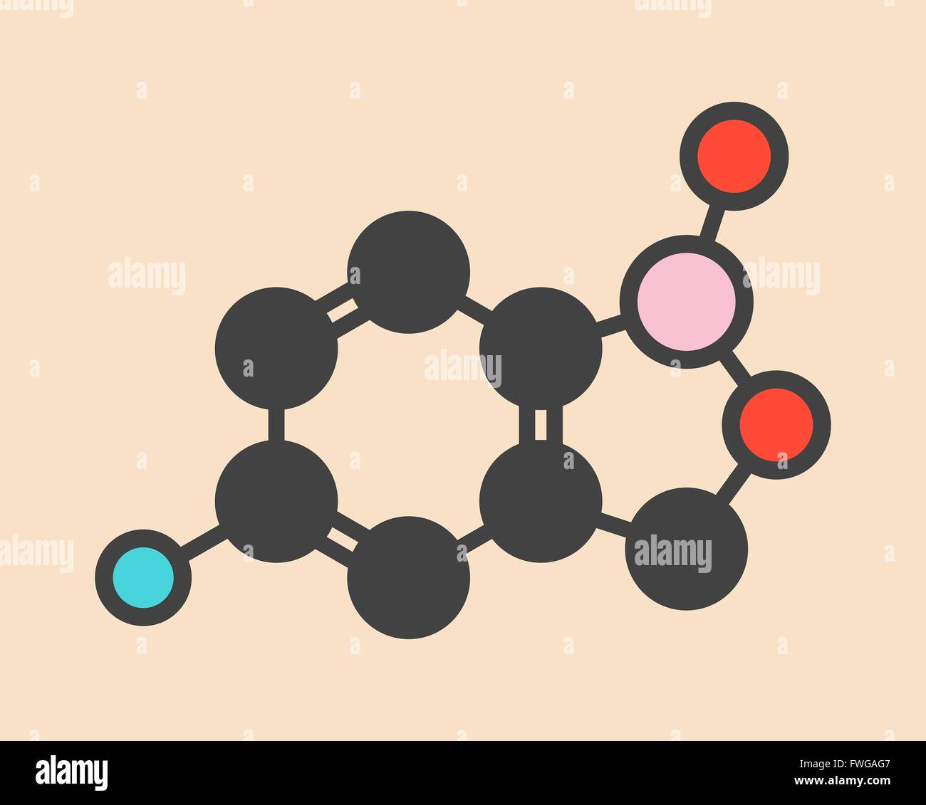 Tavaborole topical antifungal drug molecule Stylized skeletal formula ...