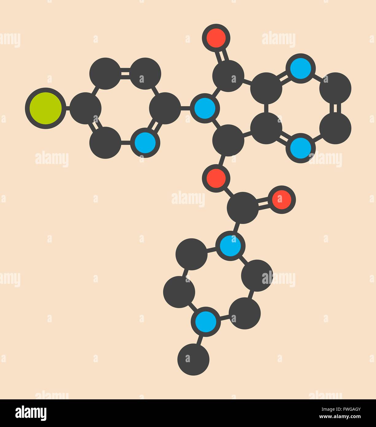Zopiclone insomnia drug (sleeping pill z-drug) molecule Stylized ...