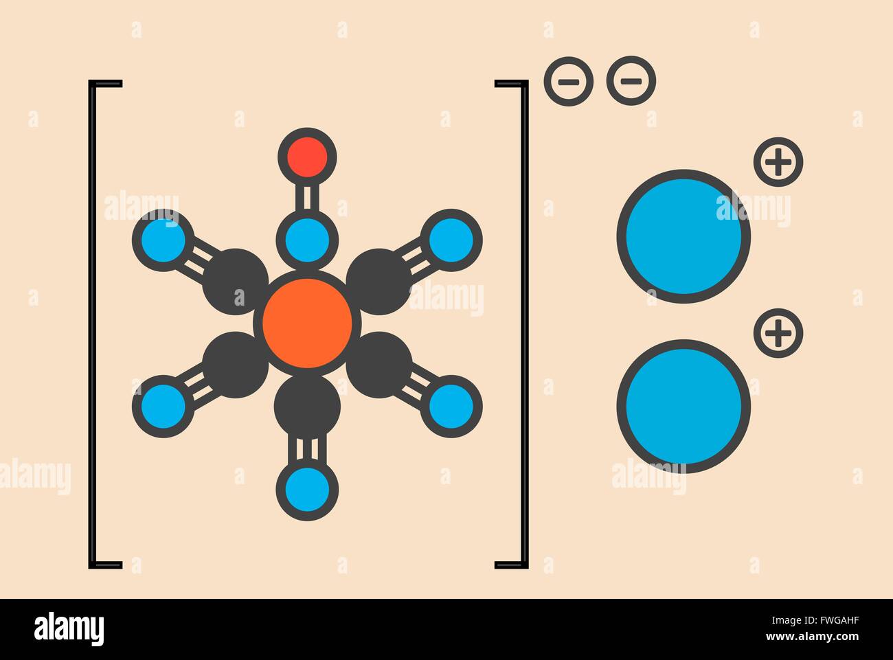 Sodium nitroprusside (SNP) antihypertensive drug molecule Stylized ...