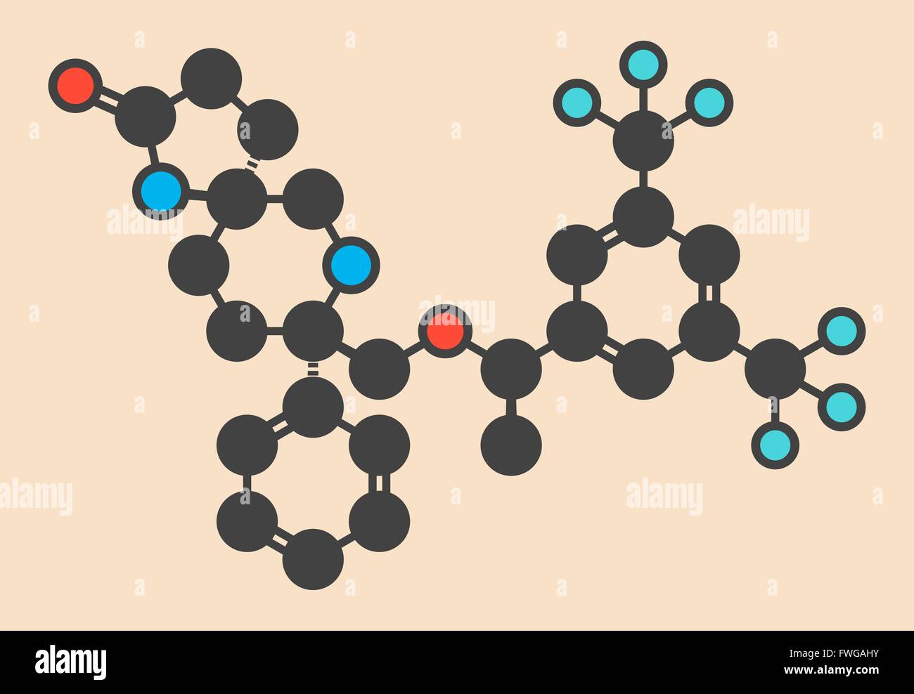 Rolapitant antiemetic drug molecule Stylized skeletal formula (chemical ...
