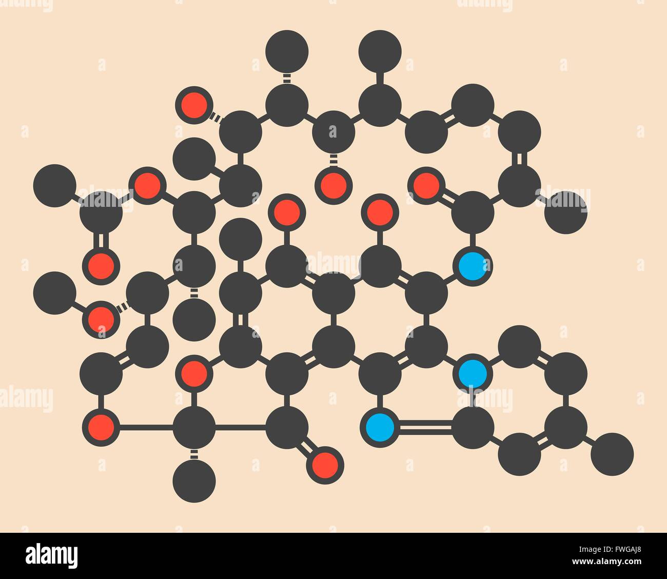 Rifaximin antibiotic drug molecule Stylized skeletal formula (chemical ...