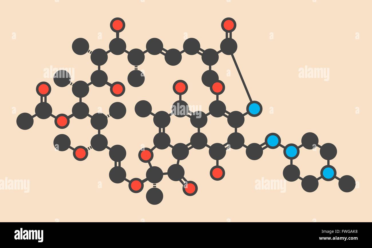 rifampicin (rifampin rifamycin class) tuberculosis antibiotic molecule ...