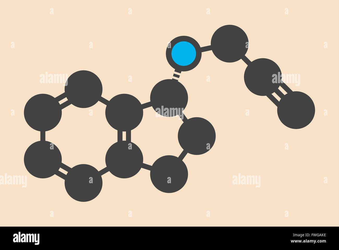 Rasagiline Parkinson's disease drug molecule Stylized skeletal formula ...