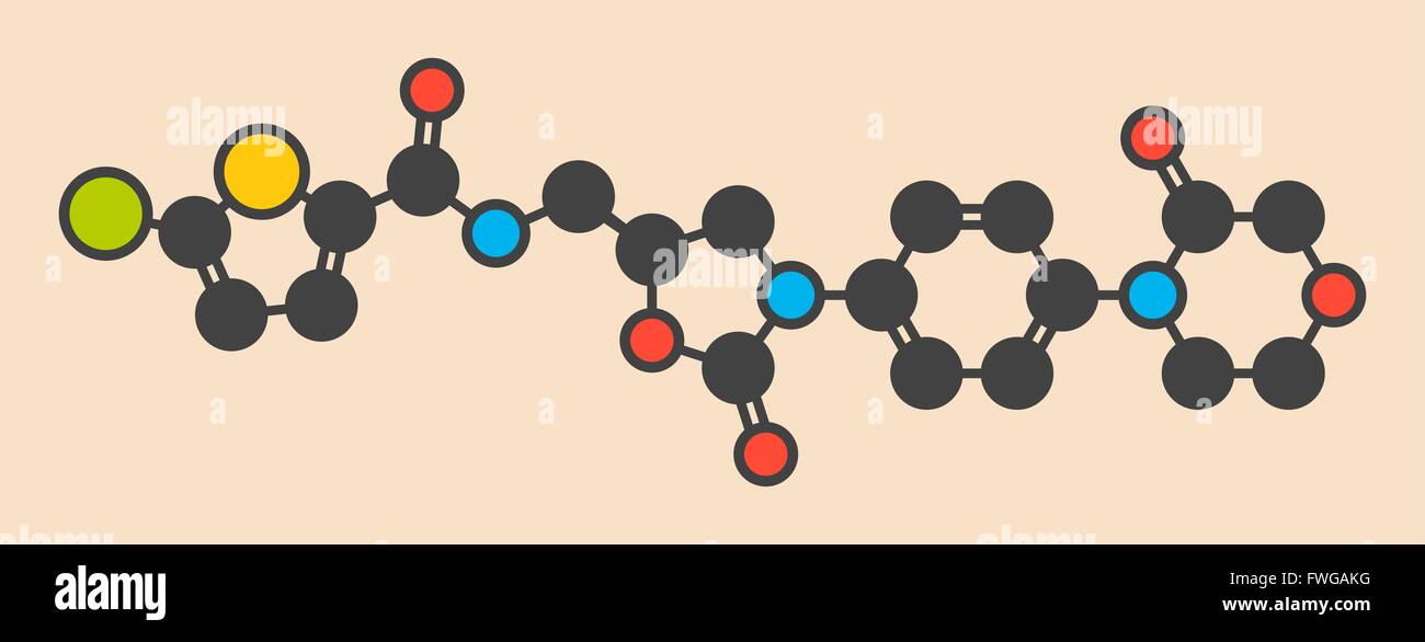 Rivaroxaban anticoagulant drug (direct factor Xa inhibitor) molecule ...