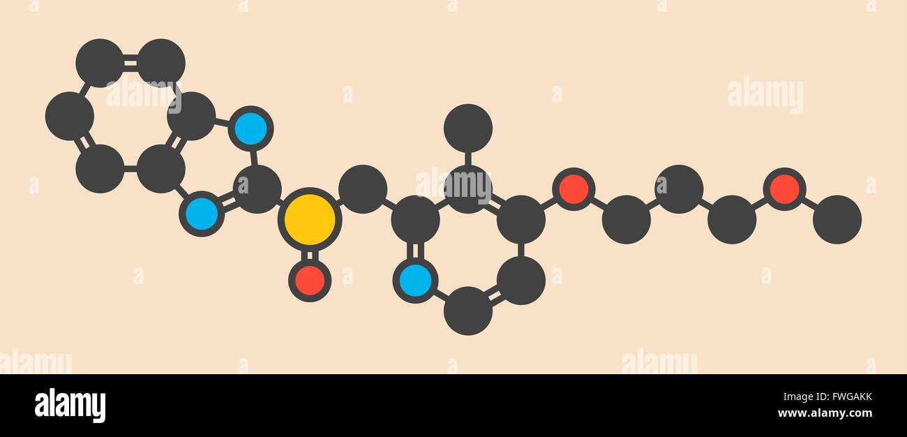 Rabeprazole gastric ulcer drug molecule (proton pump inhibitor ...