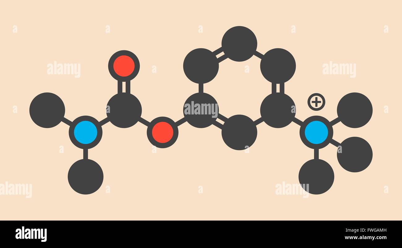 Neostigmine drug molecule Stylized skeletal formula (chemical structure ...