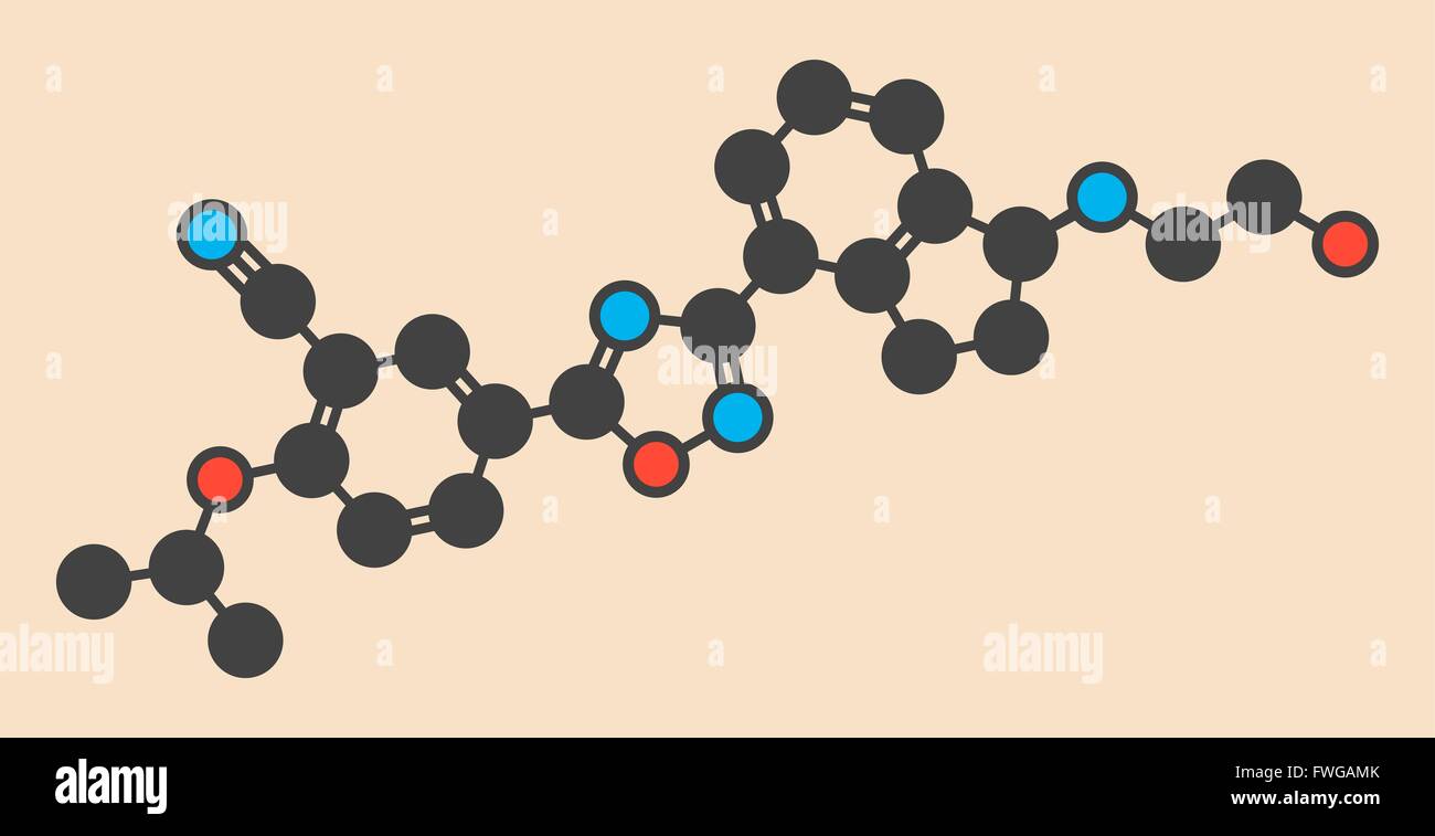 Ozanimod anti-inflammatory drug molecule (S1PR1 modulator) Stylized ...