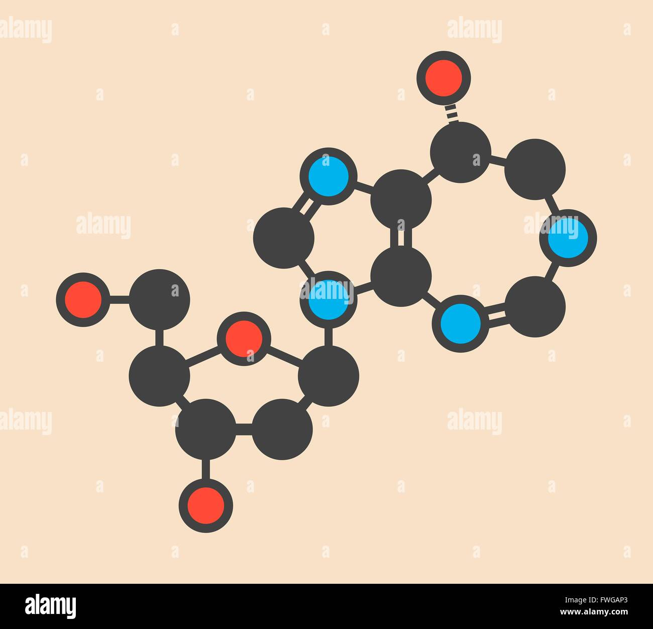 Pentostatin cancer drug molecule Stylized skeletal formula (chemical ...