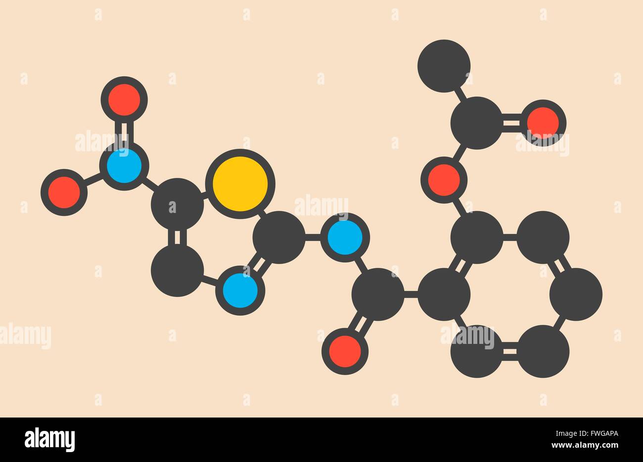 Nitazoxanide antiprotozoal drug molecule Stylized skeletal formula ...