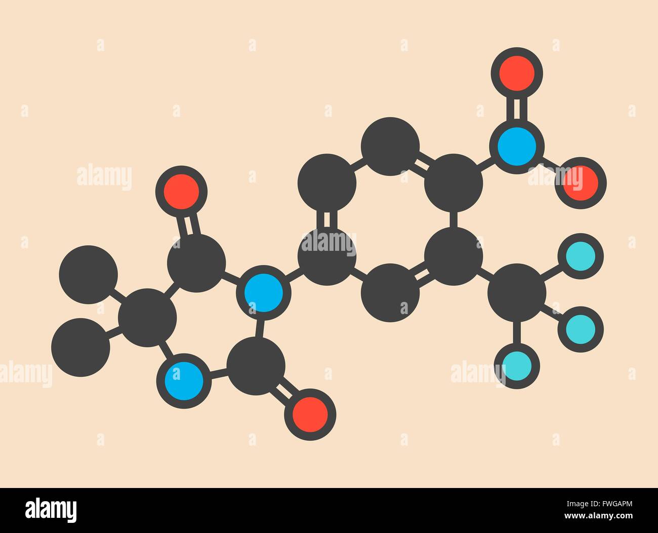 Nilutamide prostate cancer drug molecule (antiandrogen) Stylized ...