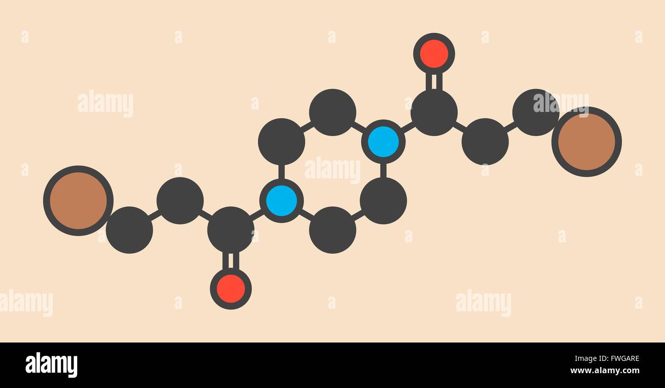 Pipobroman cancer chemotherapy drug molecule Stylized skeletal formula ...