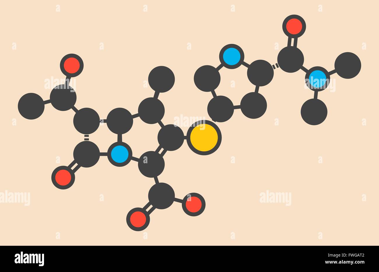 Meropenem broad-spectrum antibiotic (carbapenem class) chemical ...