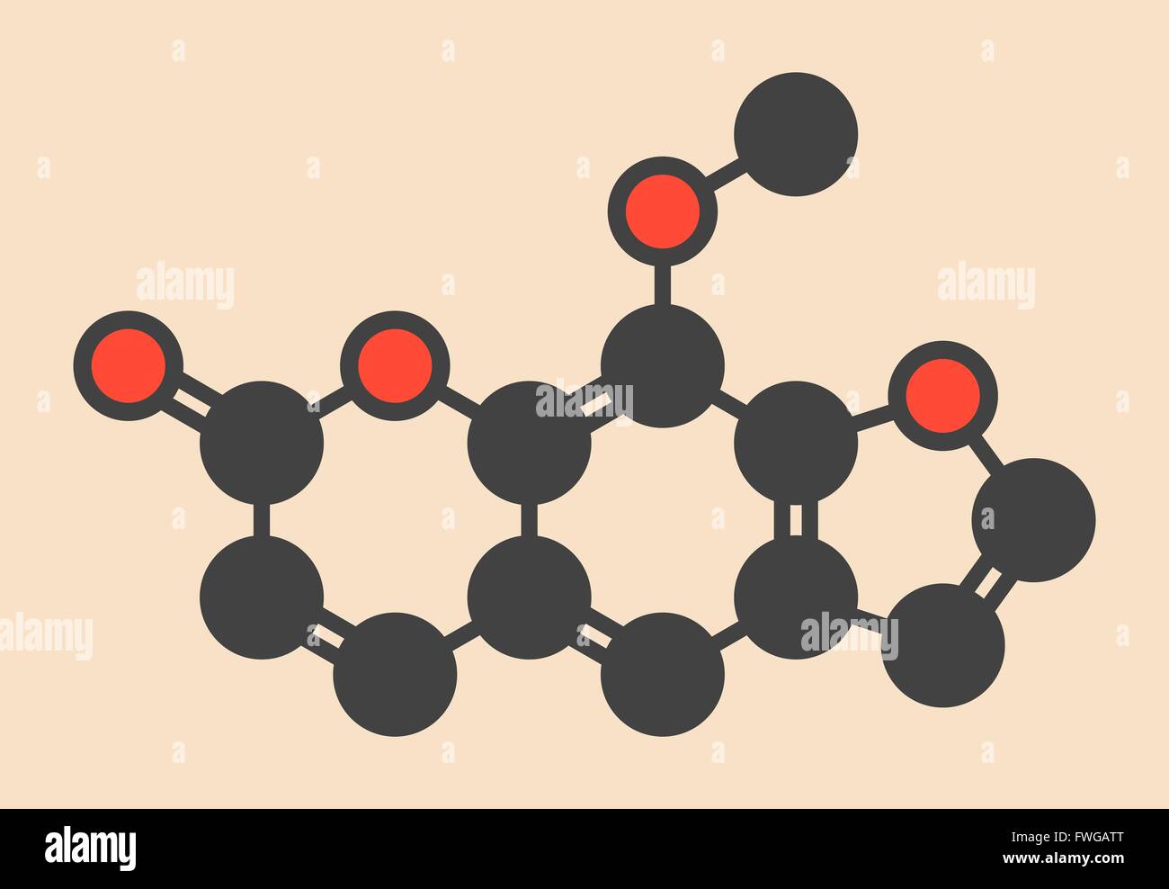 methoxsalen (psoralen) skin disease drug molecule Used in PUVA therapy ...