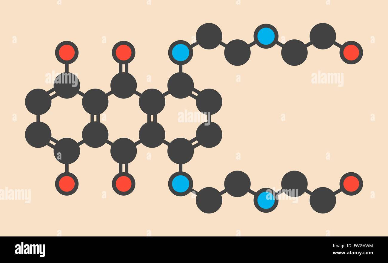 Mitoxantrone cancer drug molecule (type II topoisomerase inhibitor ...