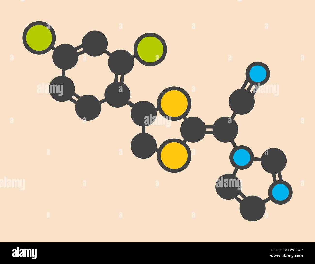 Luliconazole antifungal drug molecule Stylized skeletal formula ...
