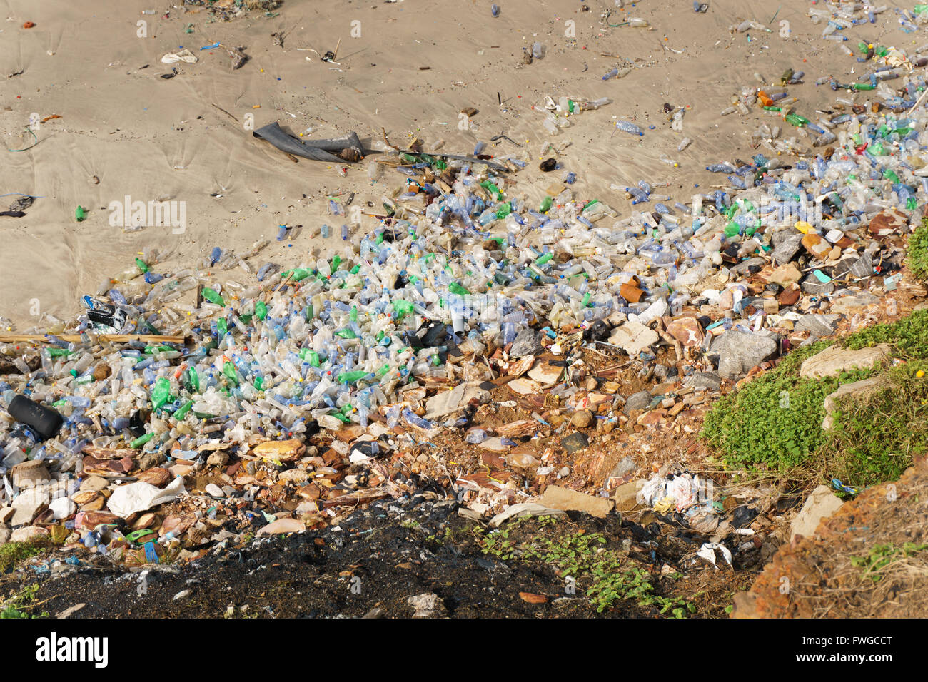 Very high pollution with beach full of plastic bottles Stock Photo - Alamy