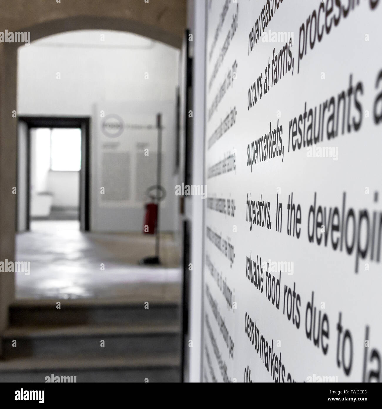 Art gallery generic background with selective focus on the information ...