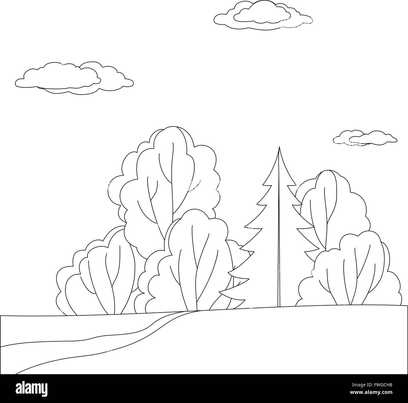 Landscape, forest, contours Stock Vector Image & Art - Alamy