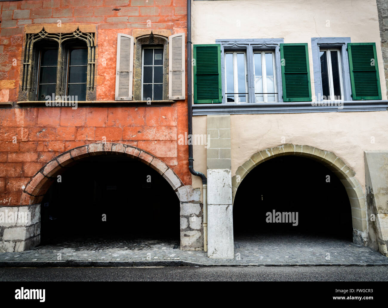 Mediterranean style arches and colours in Coppet, Switzerland Stock ...