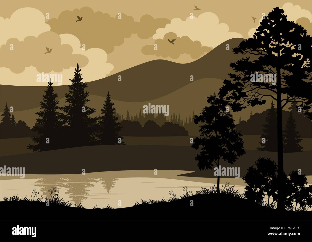 River shore trees Stock Vector Images - Alamy