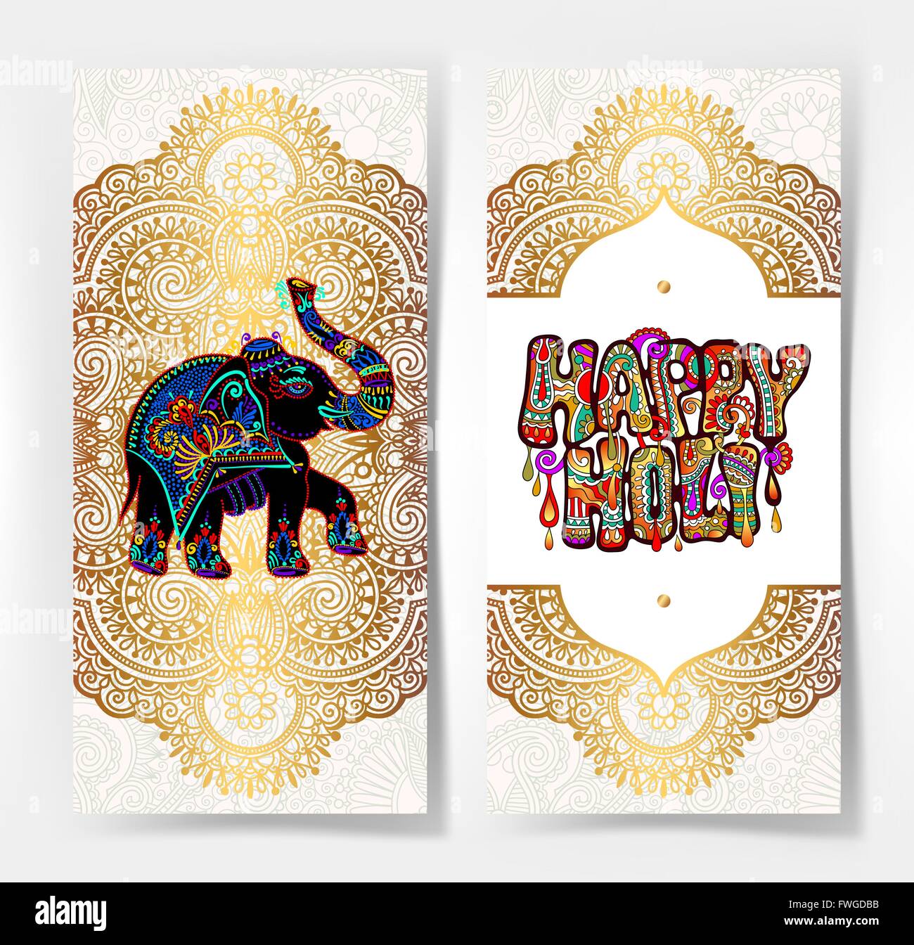 Original happy holi design elephant Stock Vector Images - Alamy