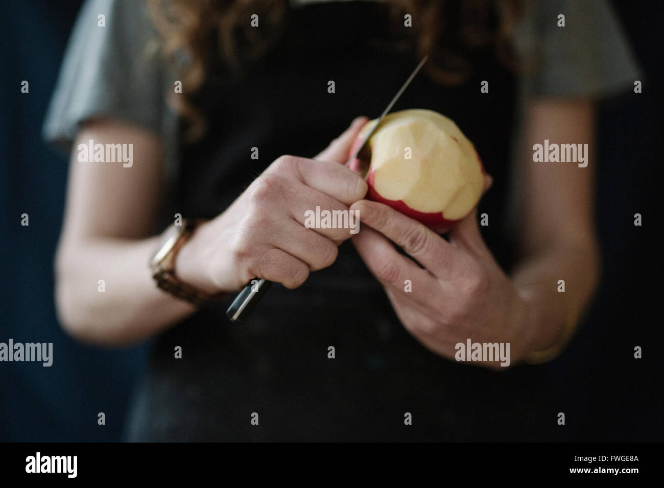 Peeling apple with knife hi-res stock photography and images - Alamy