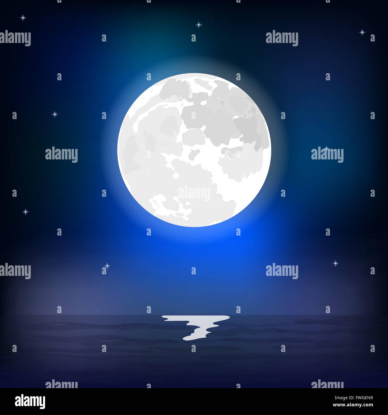 Night seascape during a full moon Stock Vector Image & Art - Alamy