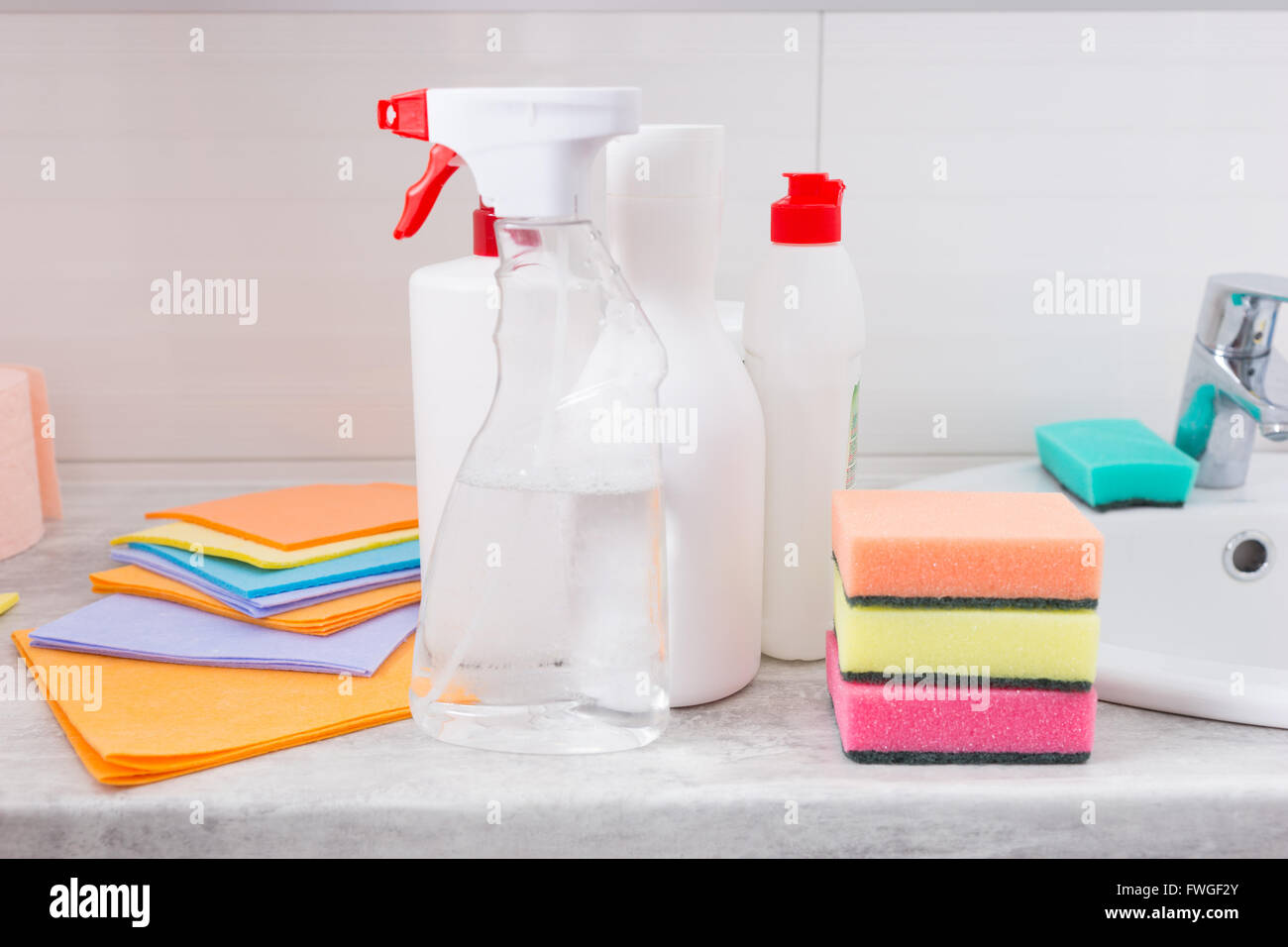 Containers for household cleaning products hi-res stock photography and ...
