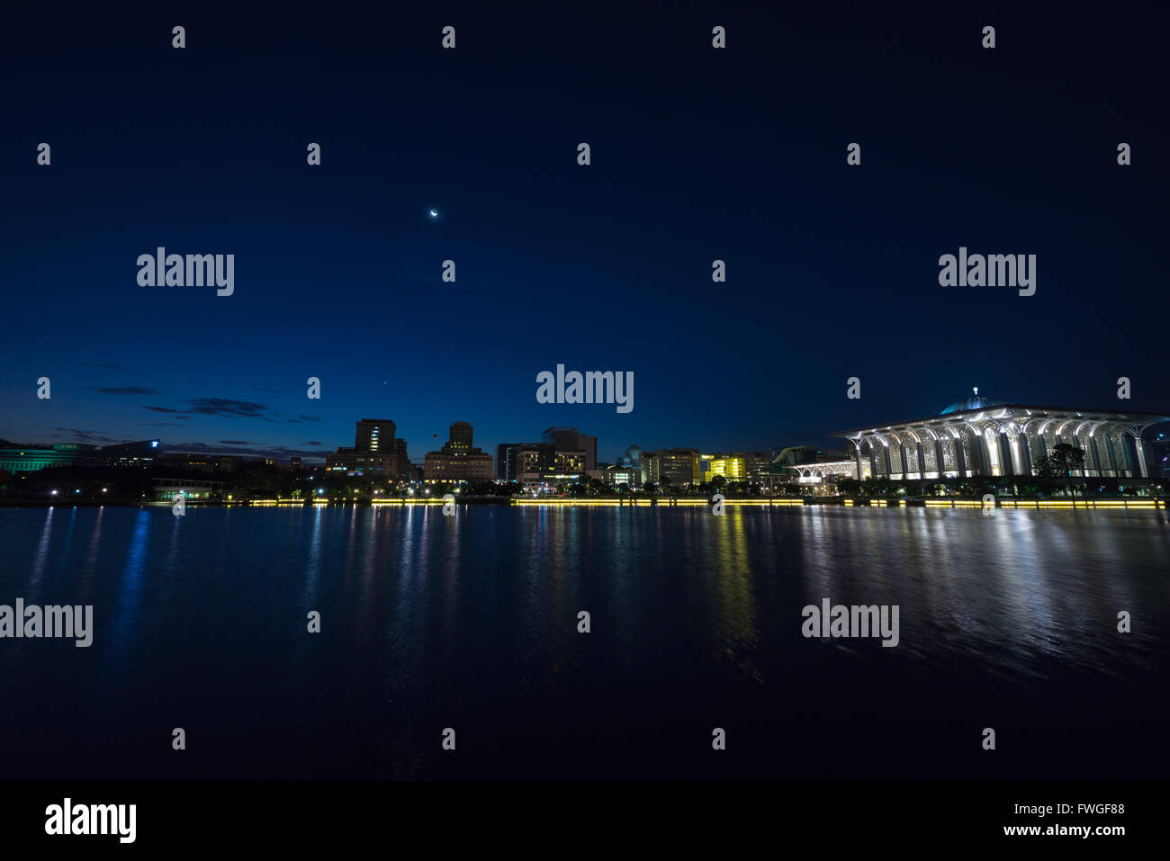 Blue hour over Tuanku Mizan Zainal Abidin Mosque. Also known as Iron ...