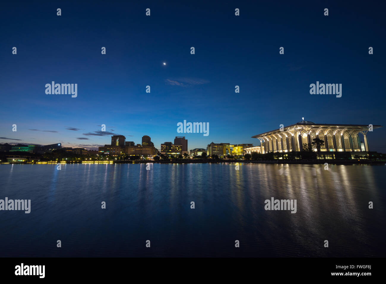 Blue hour over Tuanku Mizan Zainal Abidin Mosque. Also known as Iron ...