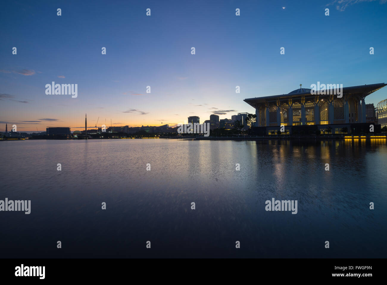 Blue hour over Tuanku Mizan Zainal Abidin Mosque. Also known as Iron ...
