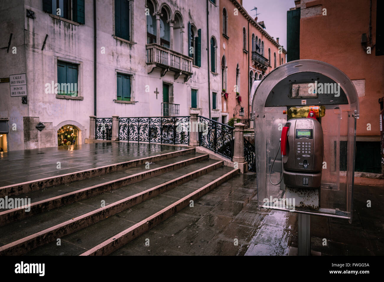 Public telephone box in Venice, Italy Stock Photo - Alamy