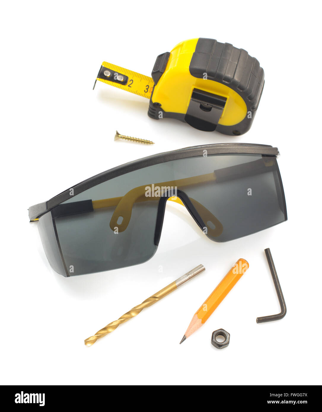 set of tools and instruments isolated on white background Stock Photo ...